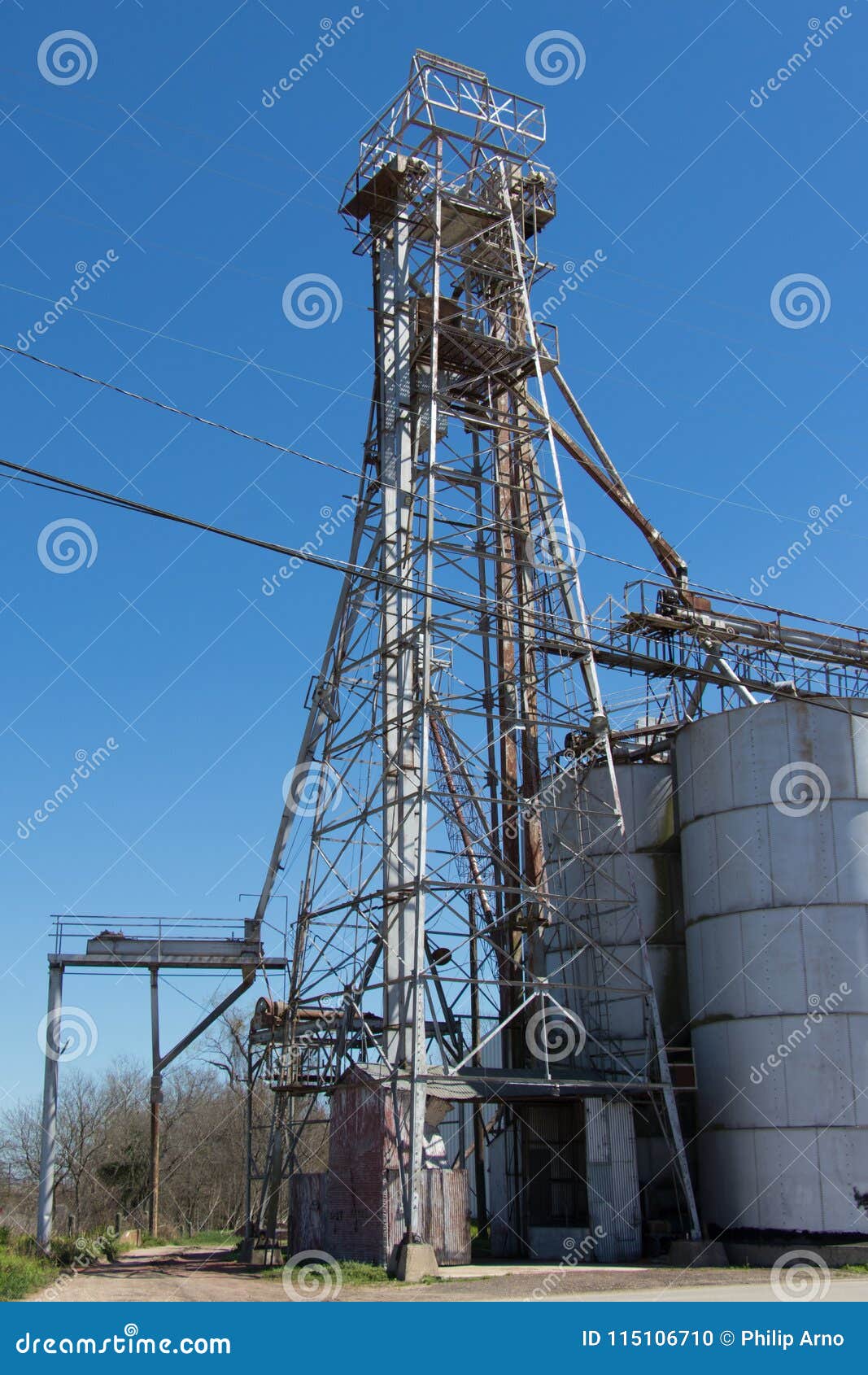 Grain Elevators and the Distributing Tower Stock Photo - Image of crop ...