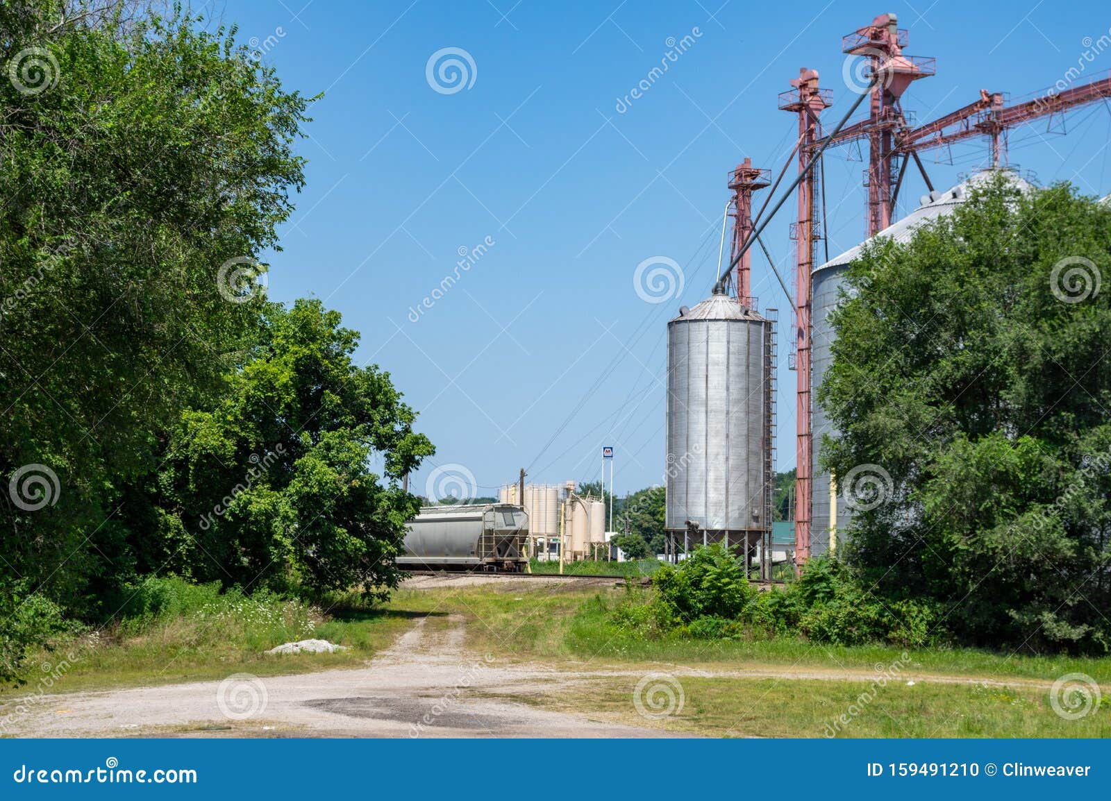 Grain Elevators in Farming Community Stock Photo - Image of grain ...