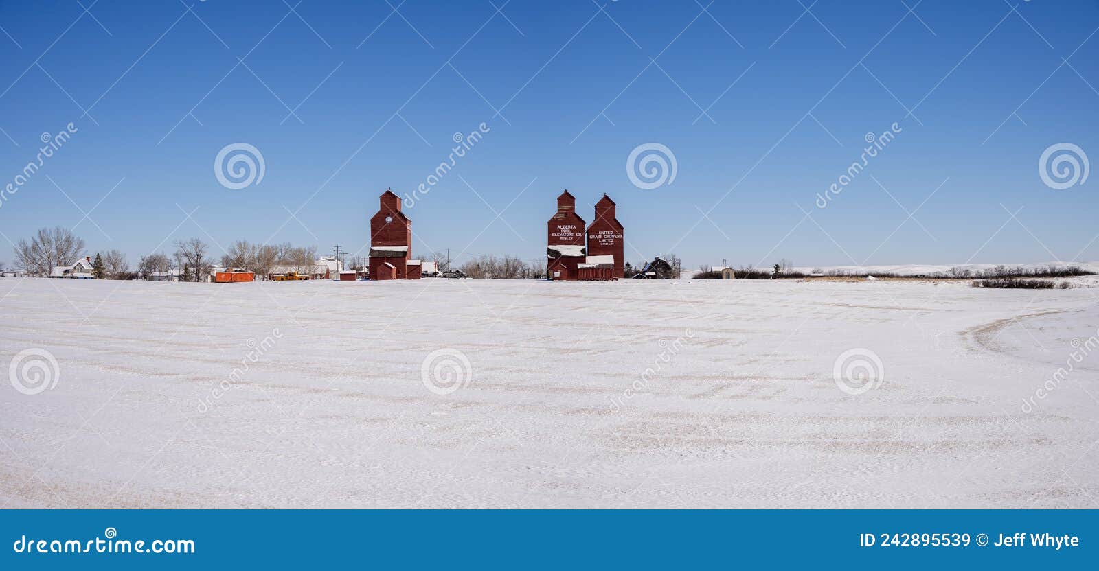 Grain Elevators in the Ghost Town of Rowley in Winter Editorial Stock ...