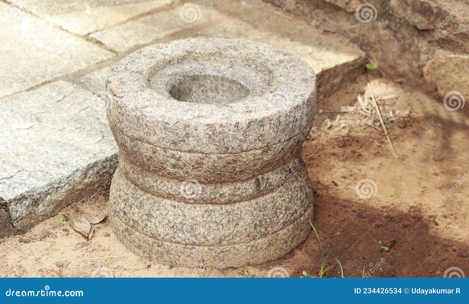 Grain Grinding Machine Made of Stone Crushed Wheat Stock Photo - Image ...
