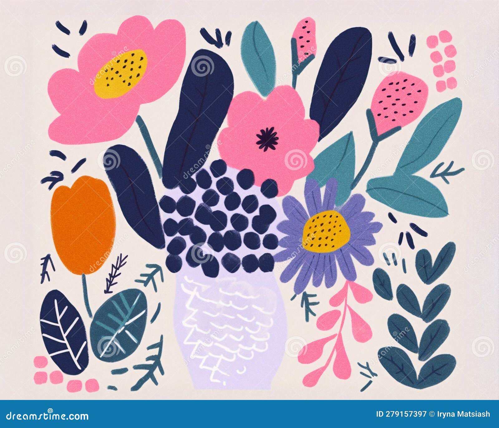Grain Hand Drawn Bold Florals. Stock Illustration - Illustration of ...