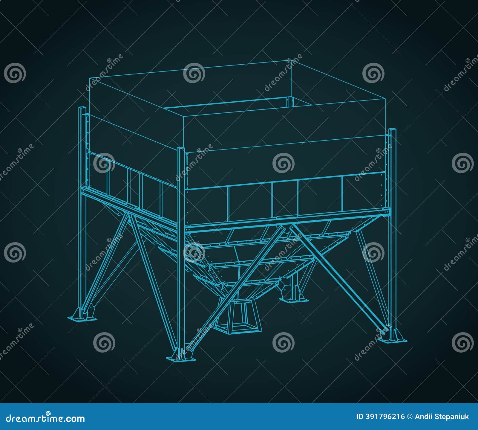Grain Hopper Wagon Blueprints Cartoon Vector | CartoonDealer.com #171619561