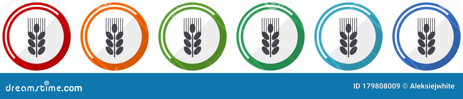 Grain Icon Set, Flat Design Vector Illustration in 6 Colors Options for ...