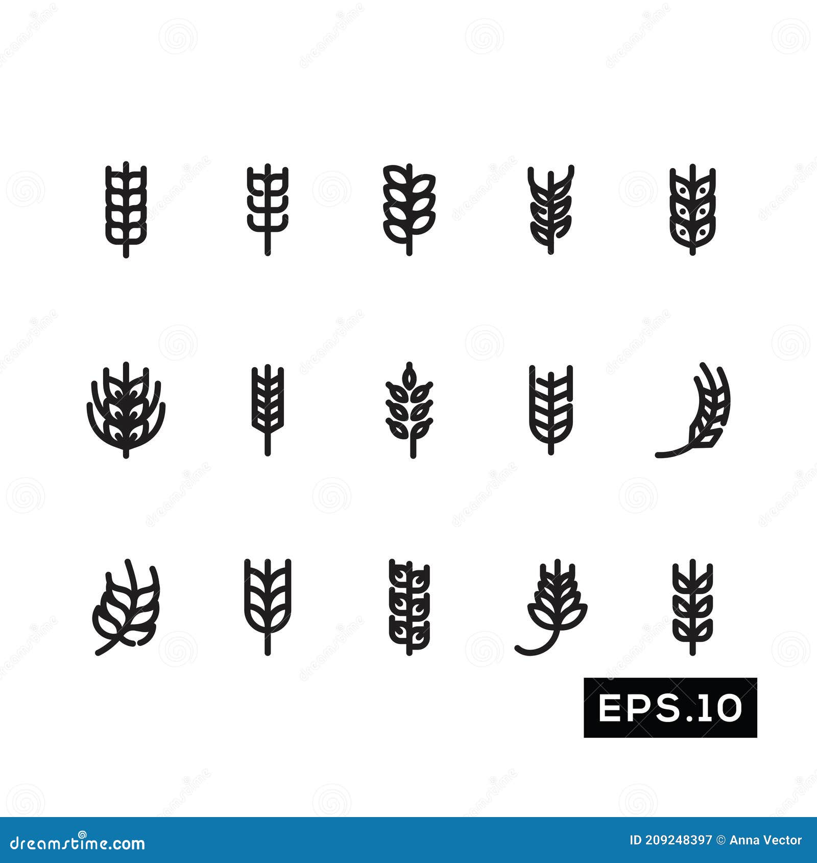 Grain Line Vector Set. Grain Symbol Vector Stock Vector - Illustration ...