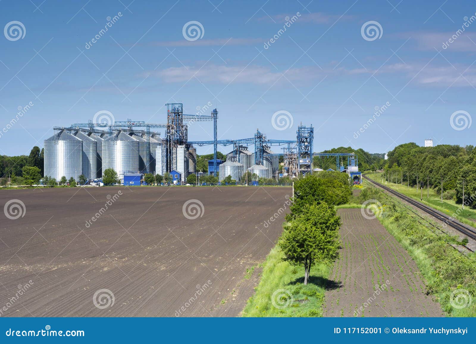 Grain Metallic Silos of Elevator and Seed Plant with Railroad for ...