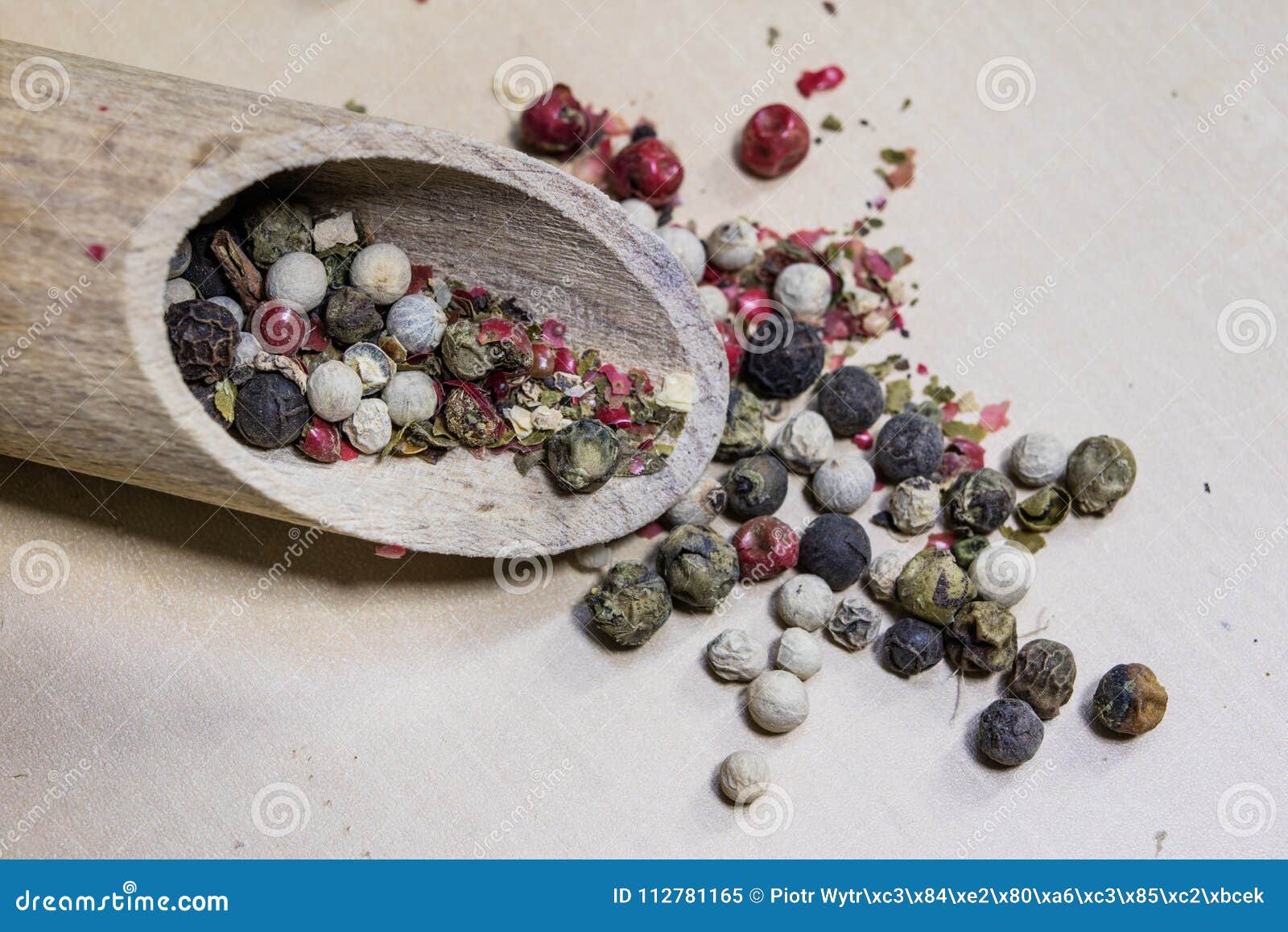 A Grain of Pepper on a Kitchen Table. Ground Pepper in a Kitchen Stock ...