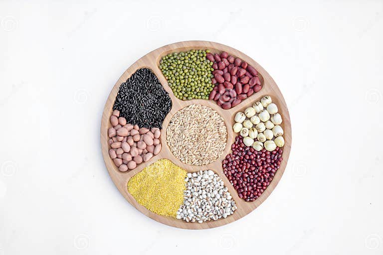 Grain with Plate on White Background Stock Image - Image of fruit ...