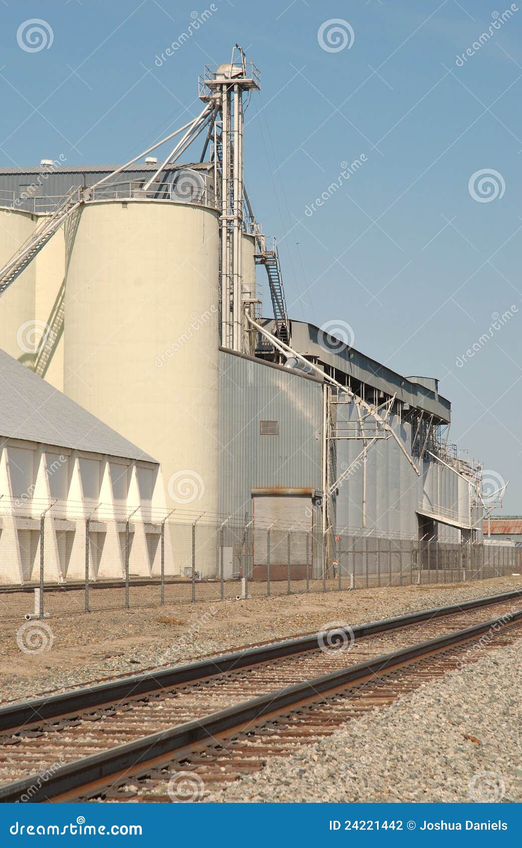 Grain Processing Plant with Railroad Tracks Stock Photo - Image of ...