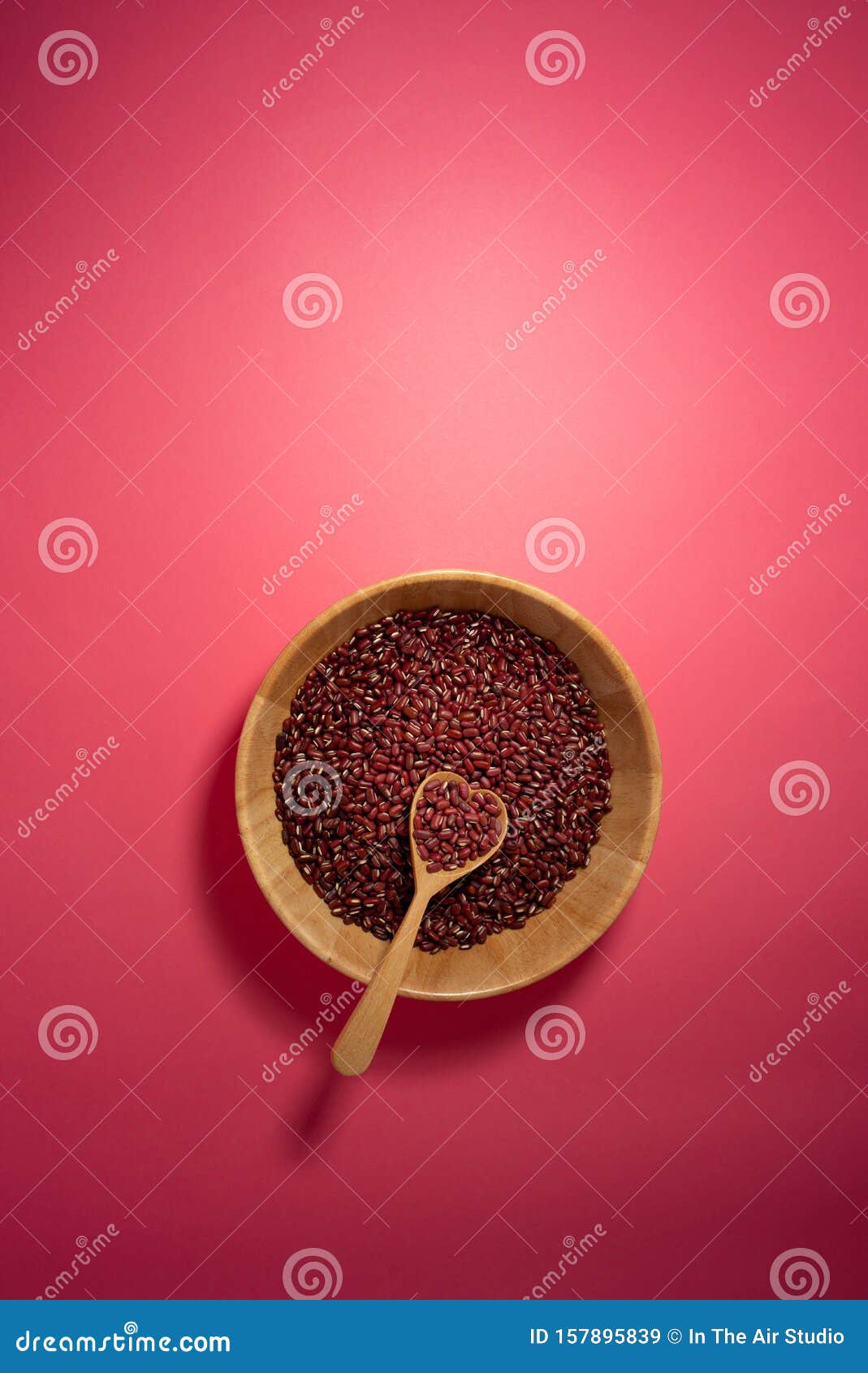 Grain Red Bean with Hart Wooden Spoon and Bowl Stock Image - Image of ...