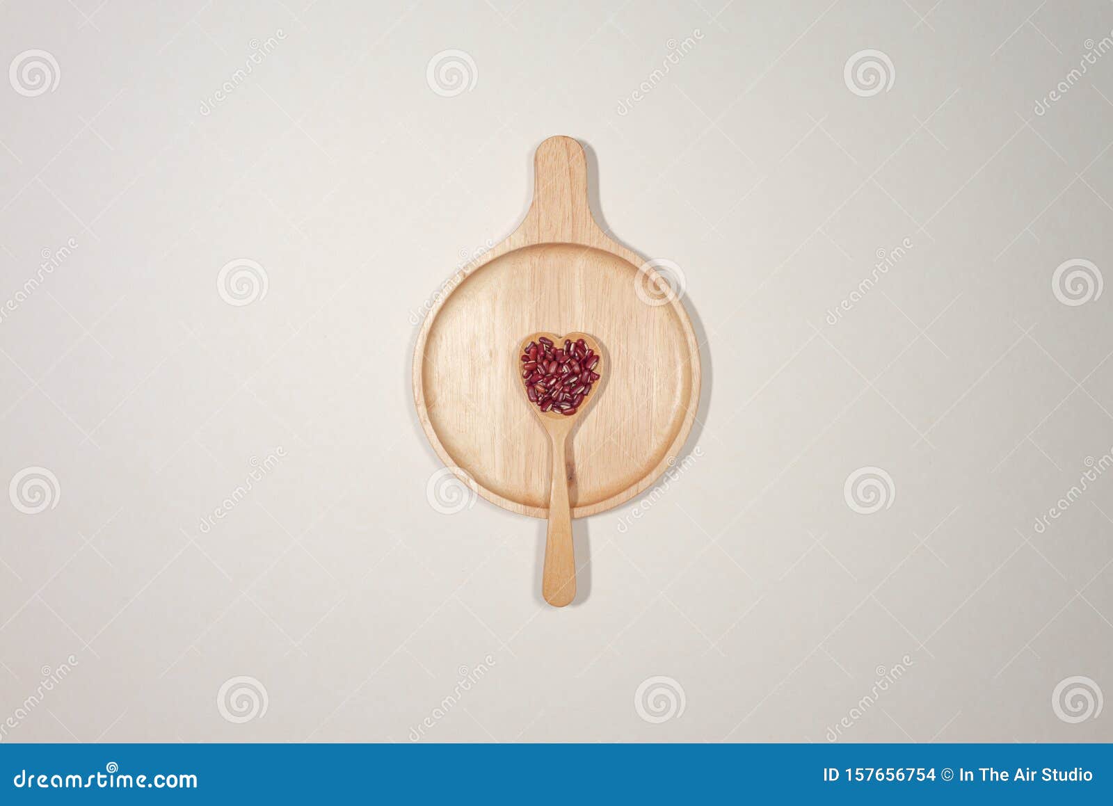 Grain Red Bean with Hart Wooden Spoon and Bowl Stock Photo - Image of ...