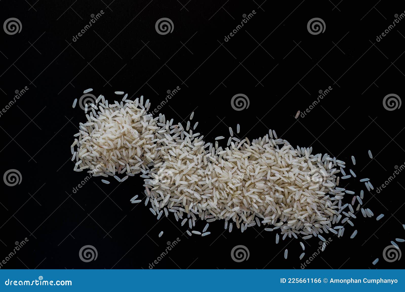 Grain Rice on Black Background Stock Photo - Image of food, rice: 225661166