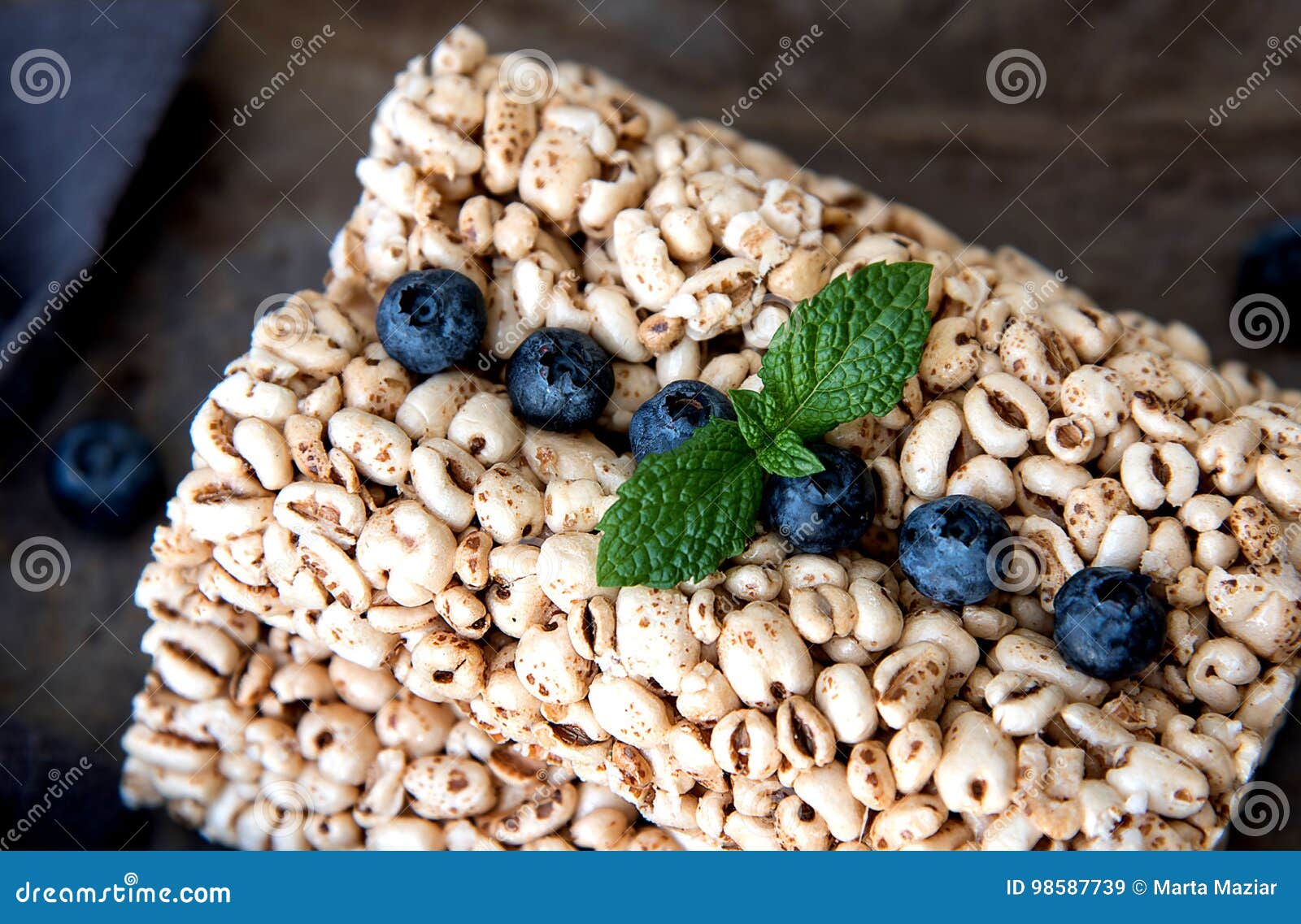 Grain Rice Cakes with Blueberries for Healthy Breakfast Stock Image ...