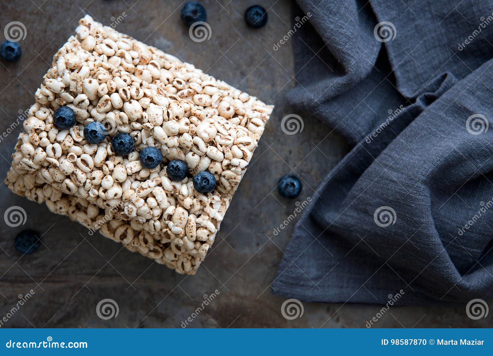 Grain Rice Cakes with Blueberries for Healthy Breakfast Stock Photo ...