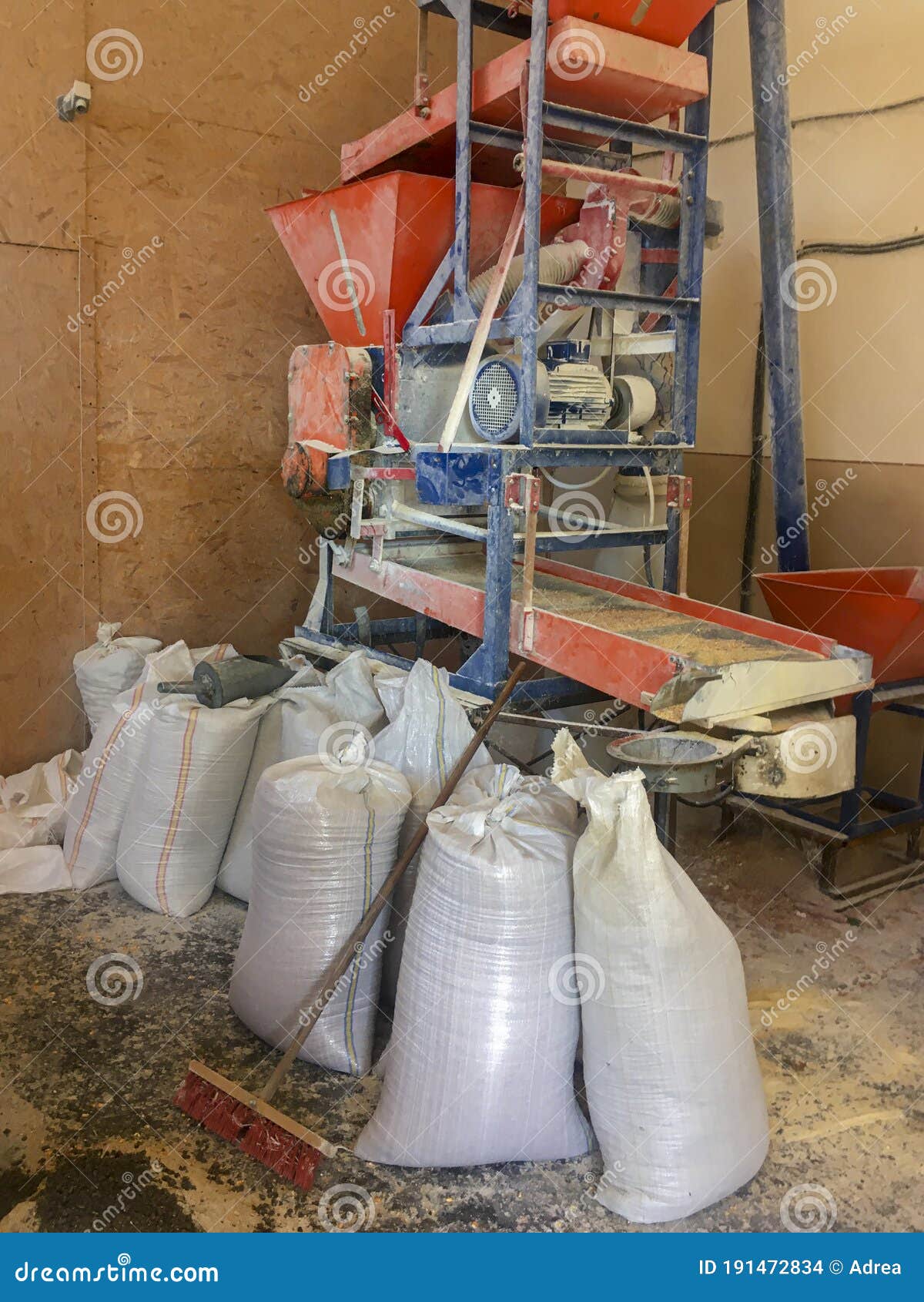 Grain Sacks and a Electric Mill Stock Photo - Image of tradition, grain ...