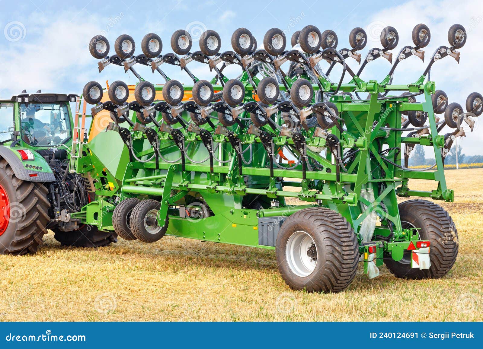 Grain Seeder in Transport Position for Compact Transport of the Machine ...