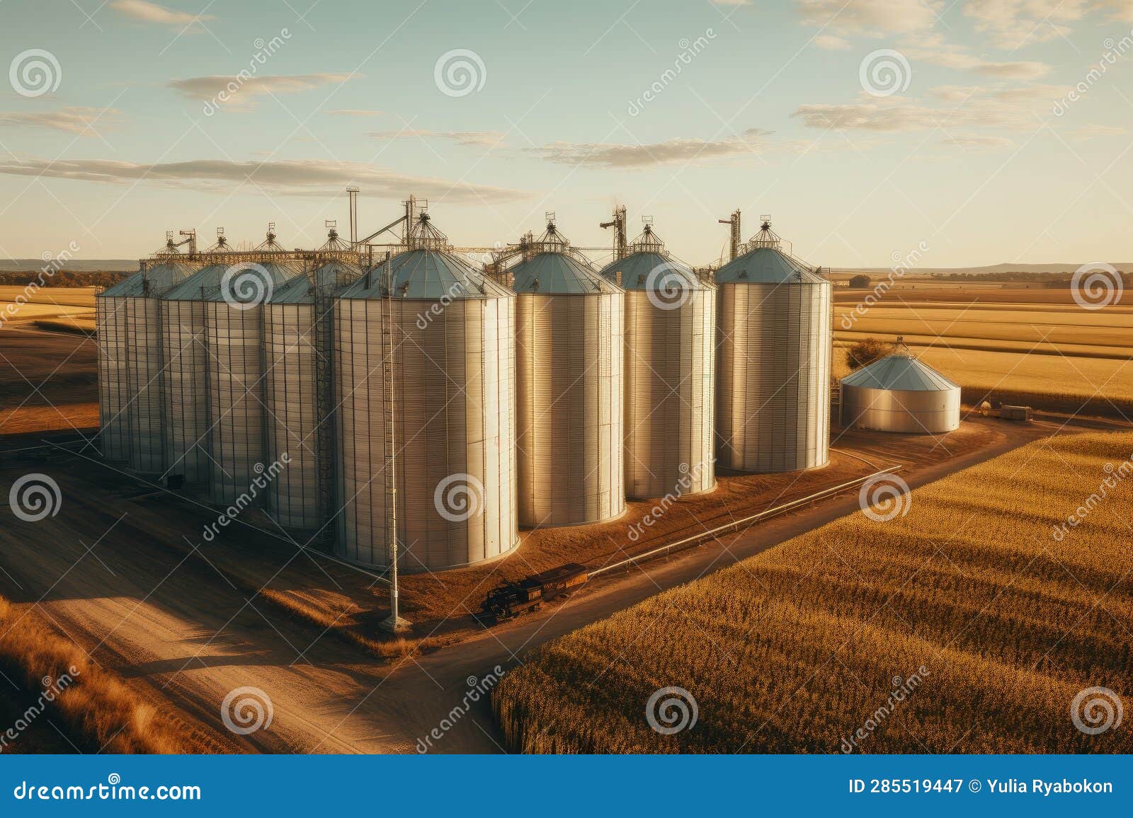 Grain Silos Building. Generate Ai Stock Illustration - Illustration of ...