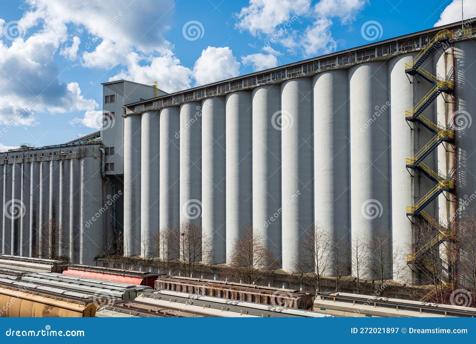 Grain Silos Elevator. a Agrarian Facility Complex Designed To Stockpile ...