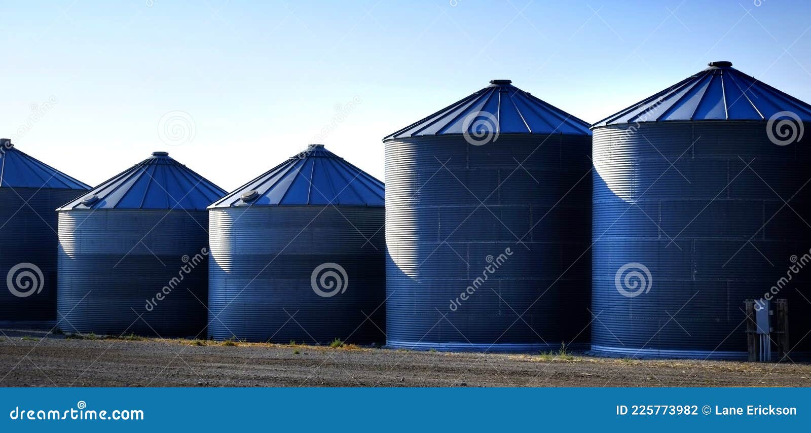 Grain Silos on Farm for Farming and Storage of Wheat Stock Photo ...