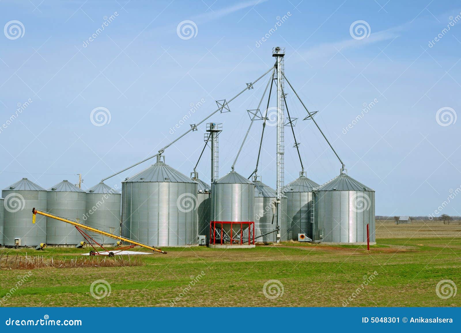 Grain Silos on a Farm in Spring Stock Image - Image of agricultural ...