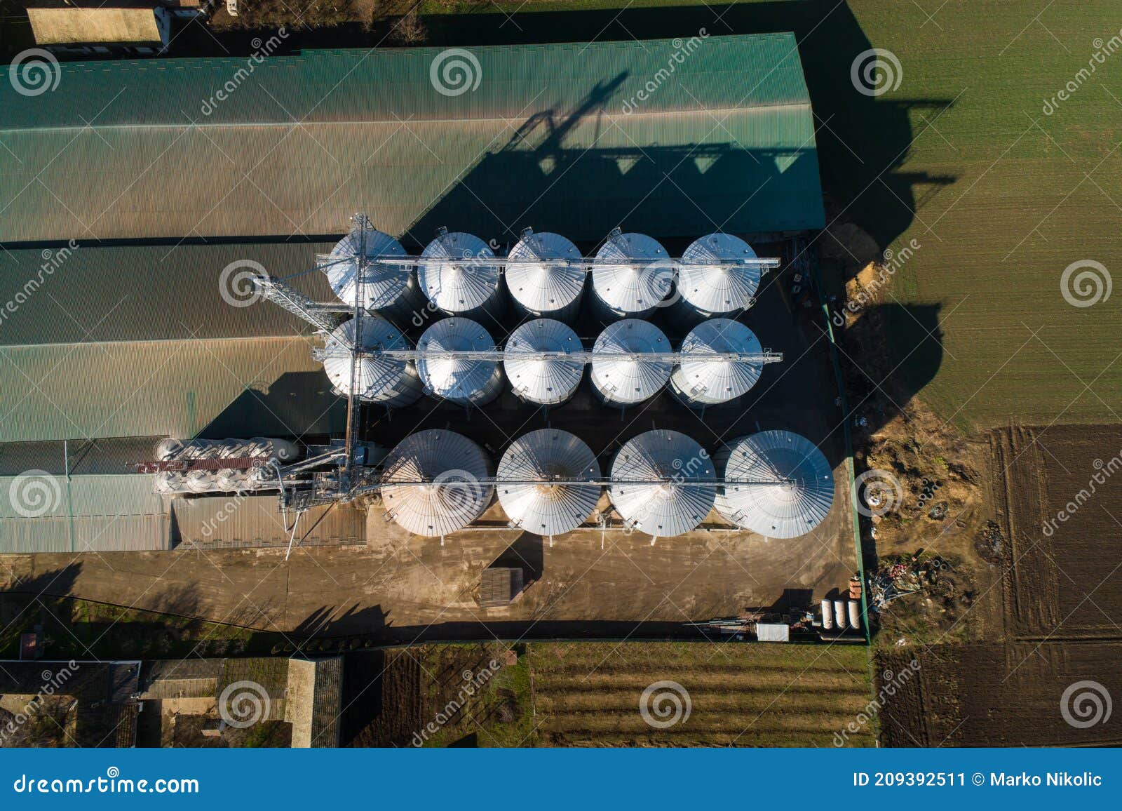 Grain Silos Top Down Aerial Drone Shot Stock Image - Image of industry ...
