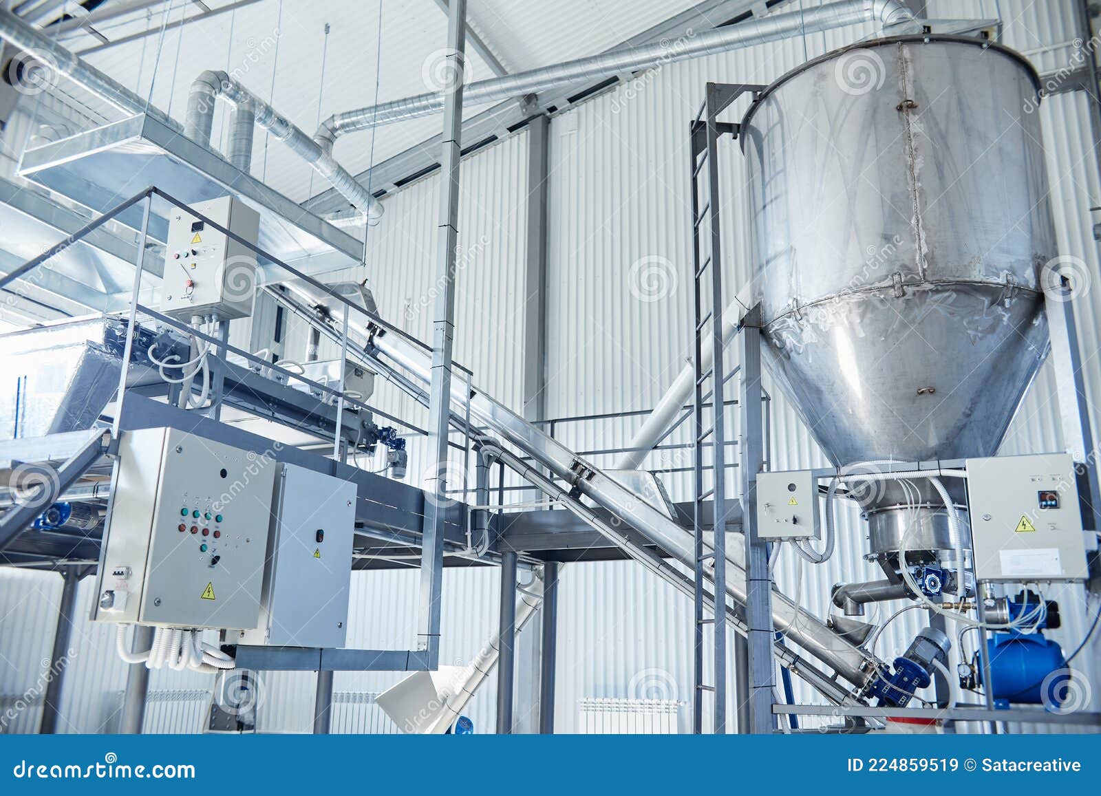 Grain Sorting Machine and Storage on the Factory Stock Image - Image of ...