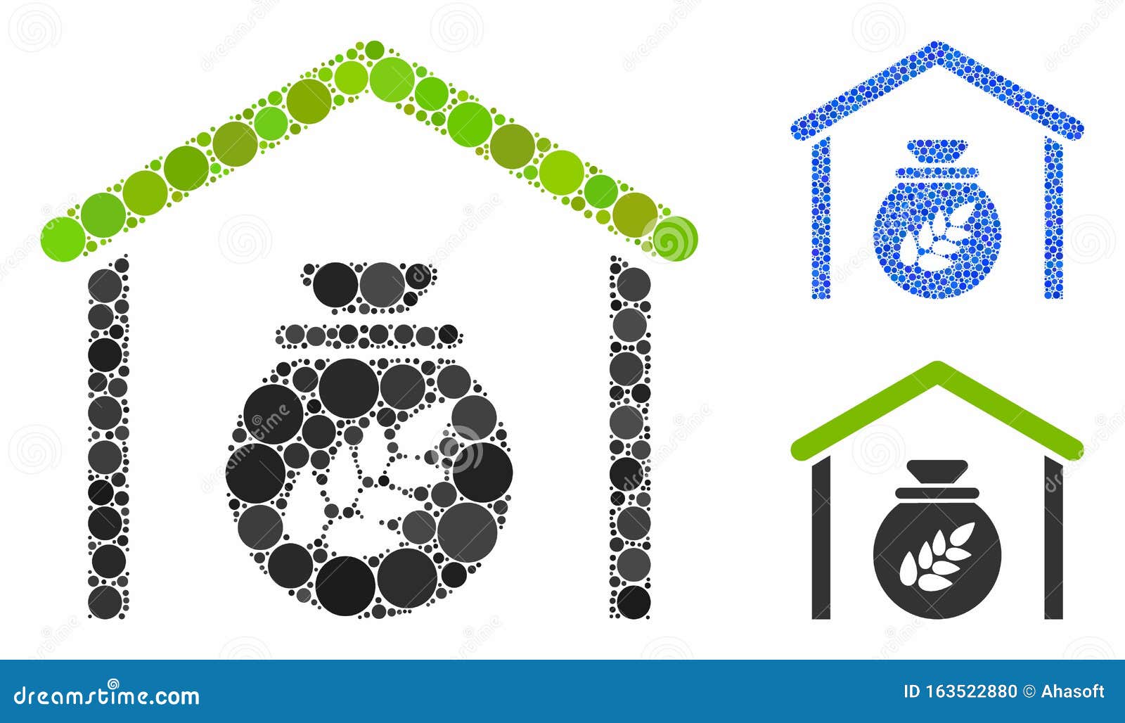 Grain Storage Composition Icon of Spheric Items Stock Illustration ...