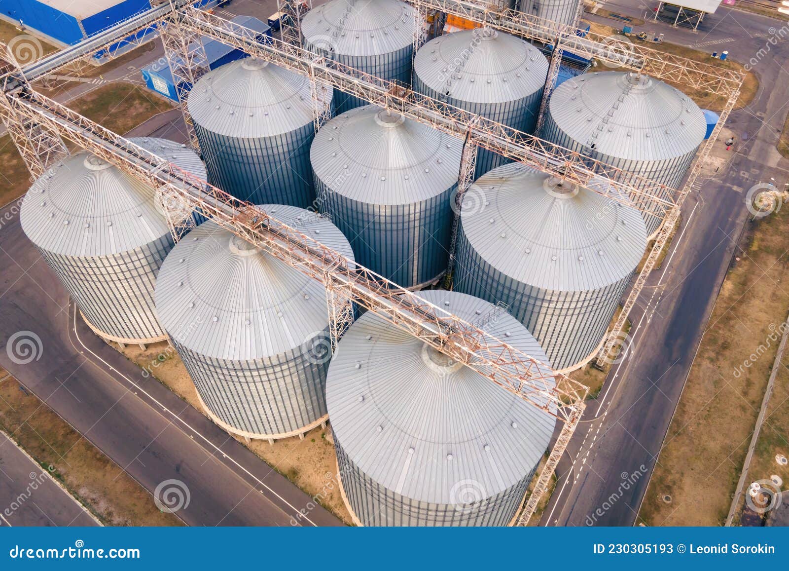 Grain Storage in Large Silos Aerial View. Silo with Grain Stock Image ...