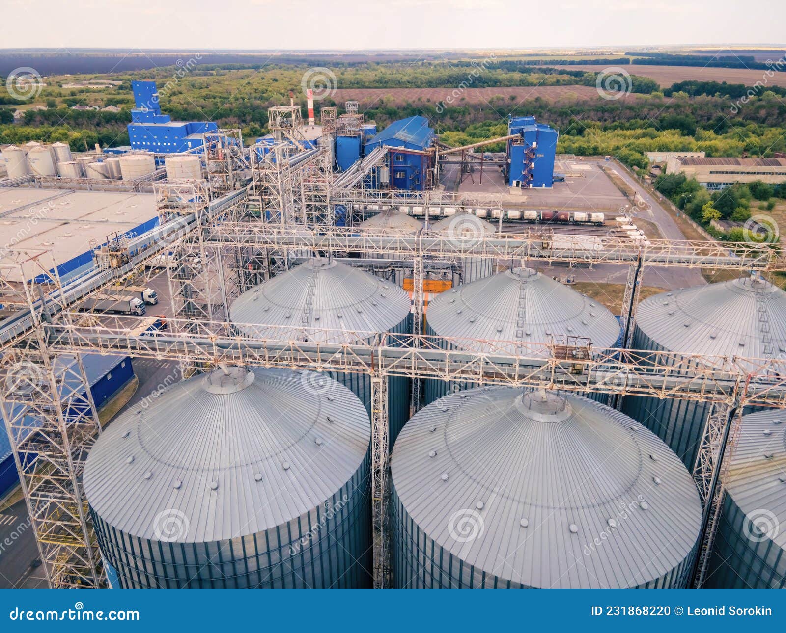 Grain Storage in Large Silos Aerial View. Silo with Grain Stock Photo ...