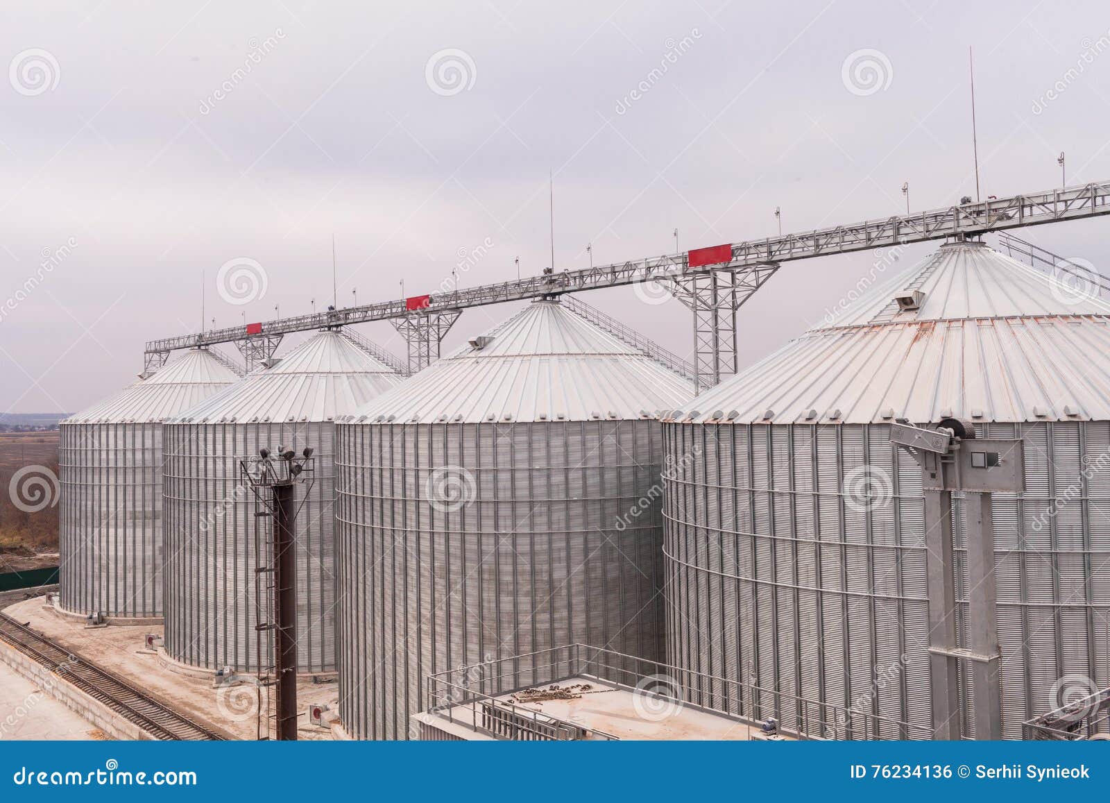 Grain storage silo stock photo. Image of buildings, bins - 76234136