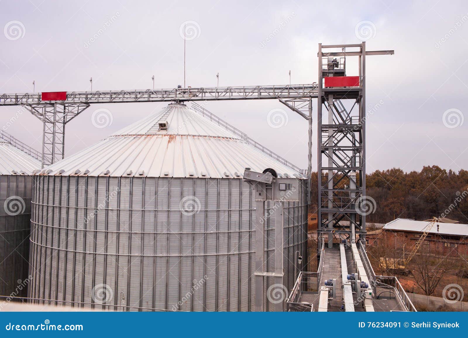 Grain storage silo stock image. Image of harvesting, agribusiness ...