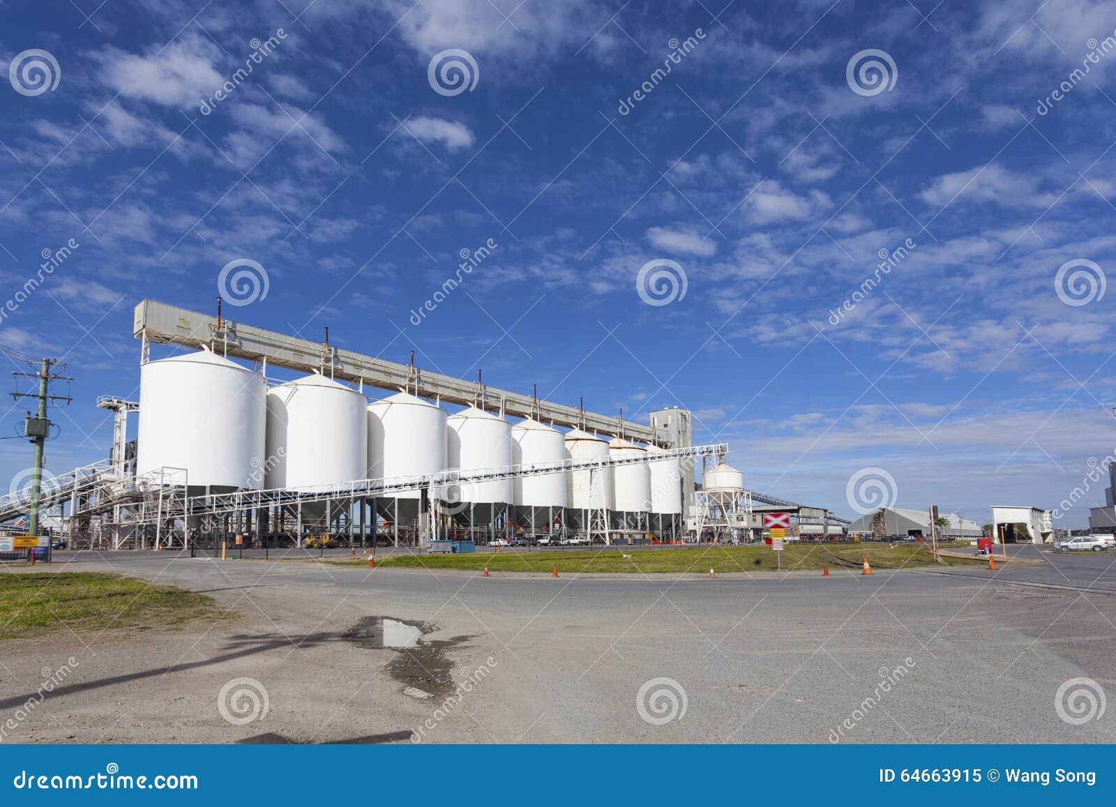 Grain storage tanks stock image. Image of silver, white - 64663915