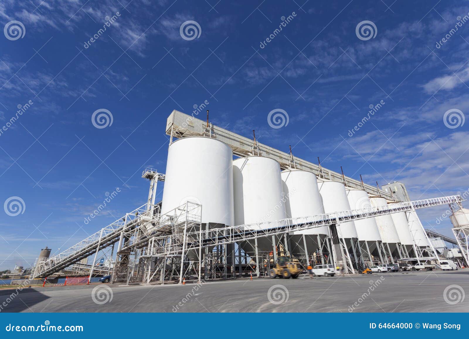 Grain storage tanks stock photo. Image of container, storage - 64664000