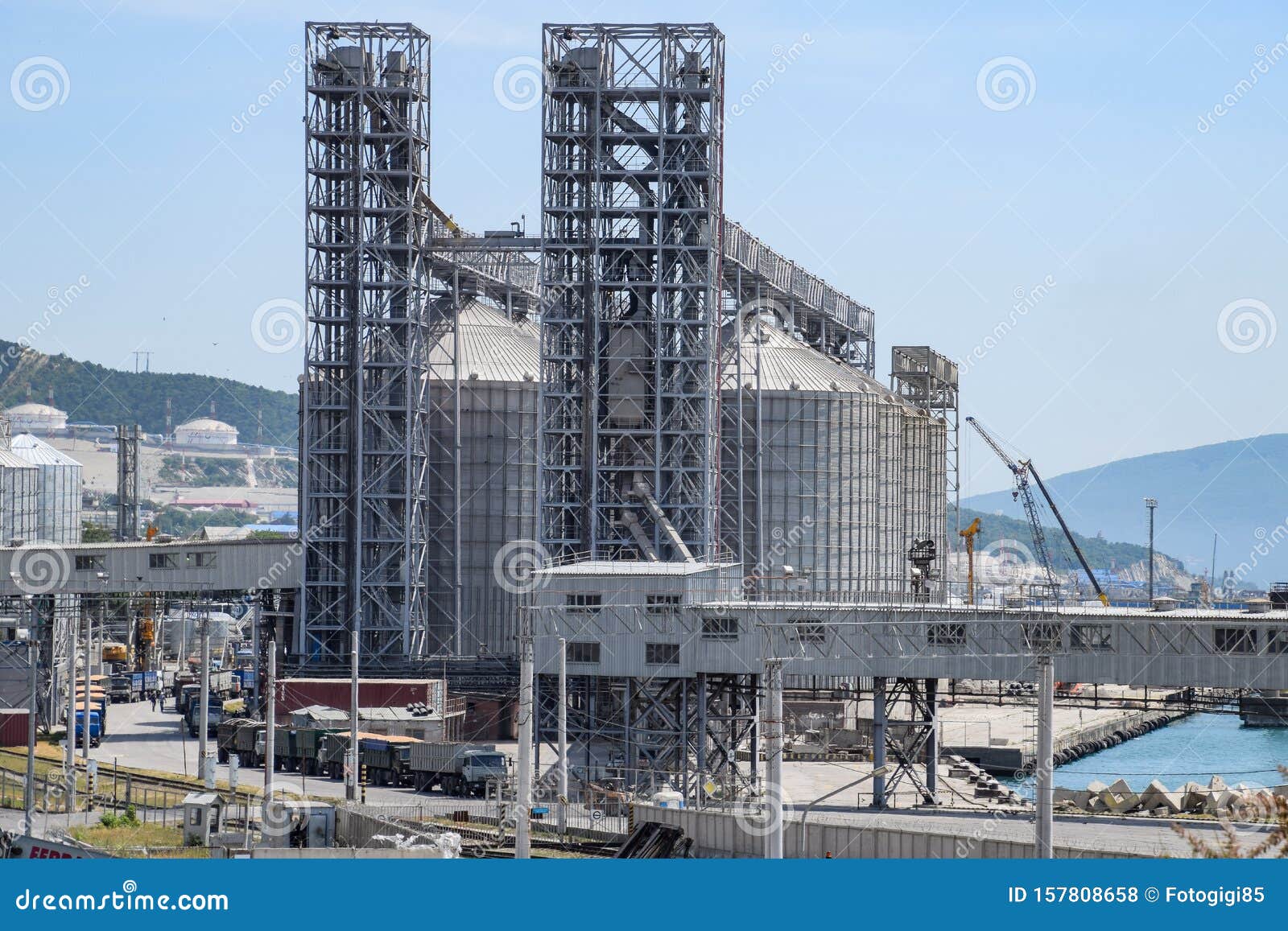 Grain Terminal in Port of Novorossiysk. Grain Elevator Stock Photo ...