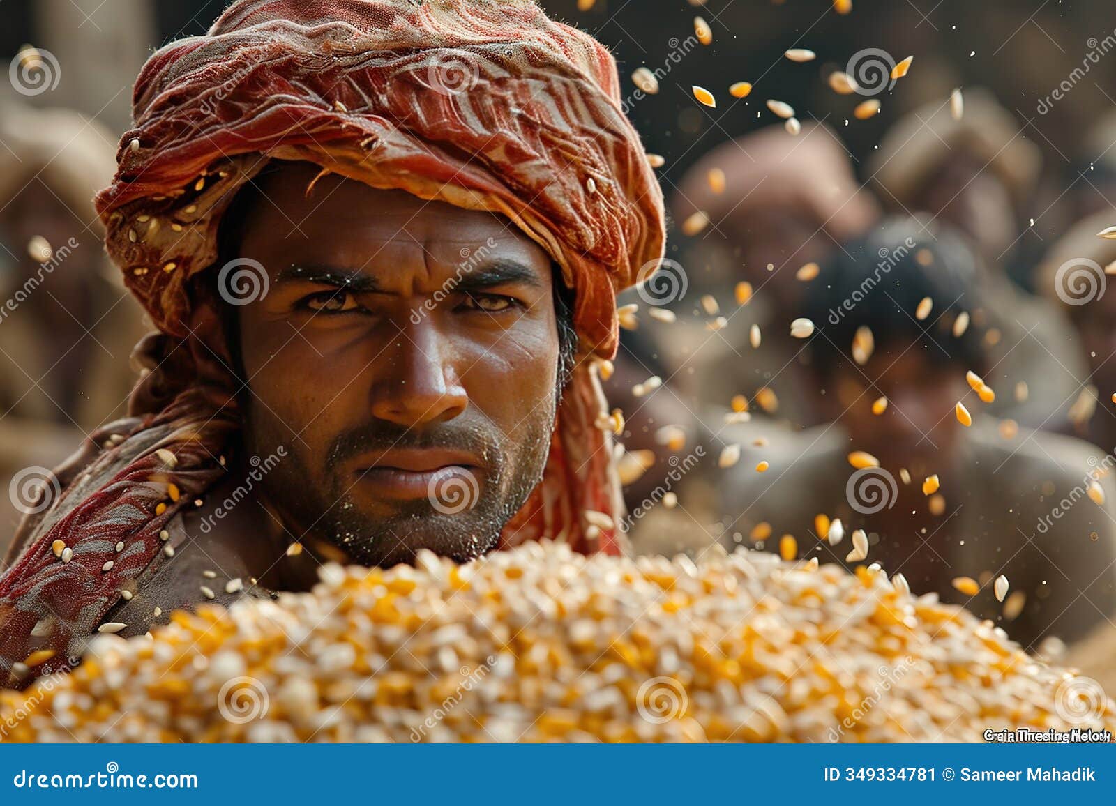 "Grain Threshing Melody" Farmers Engaged in the Age-old Practice of ...