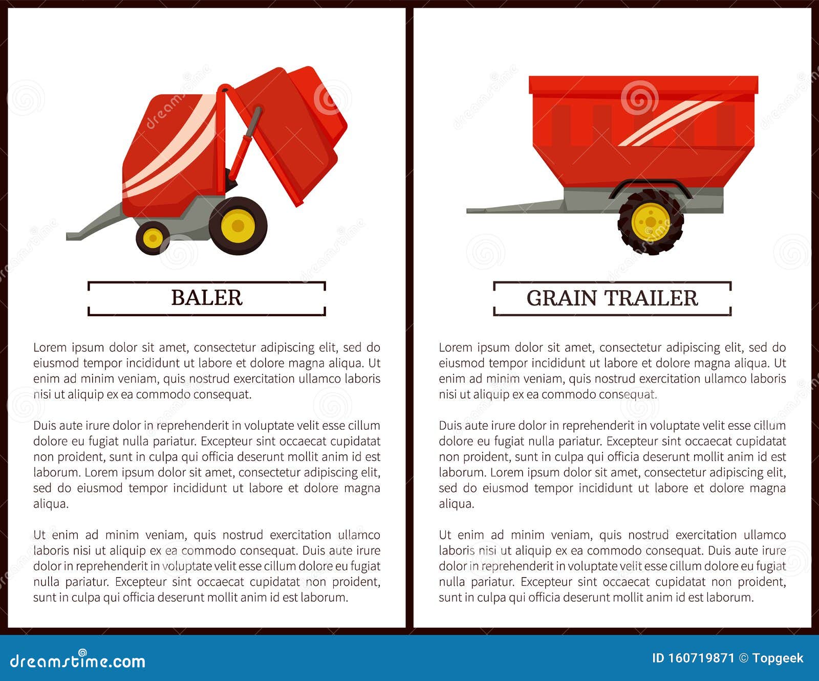 Grain Trailer and Baler Set Vector Illustration Stock Vector ...