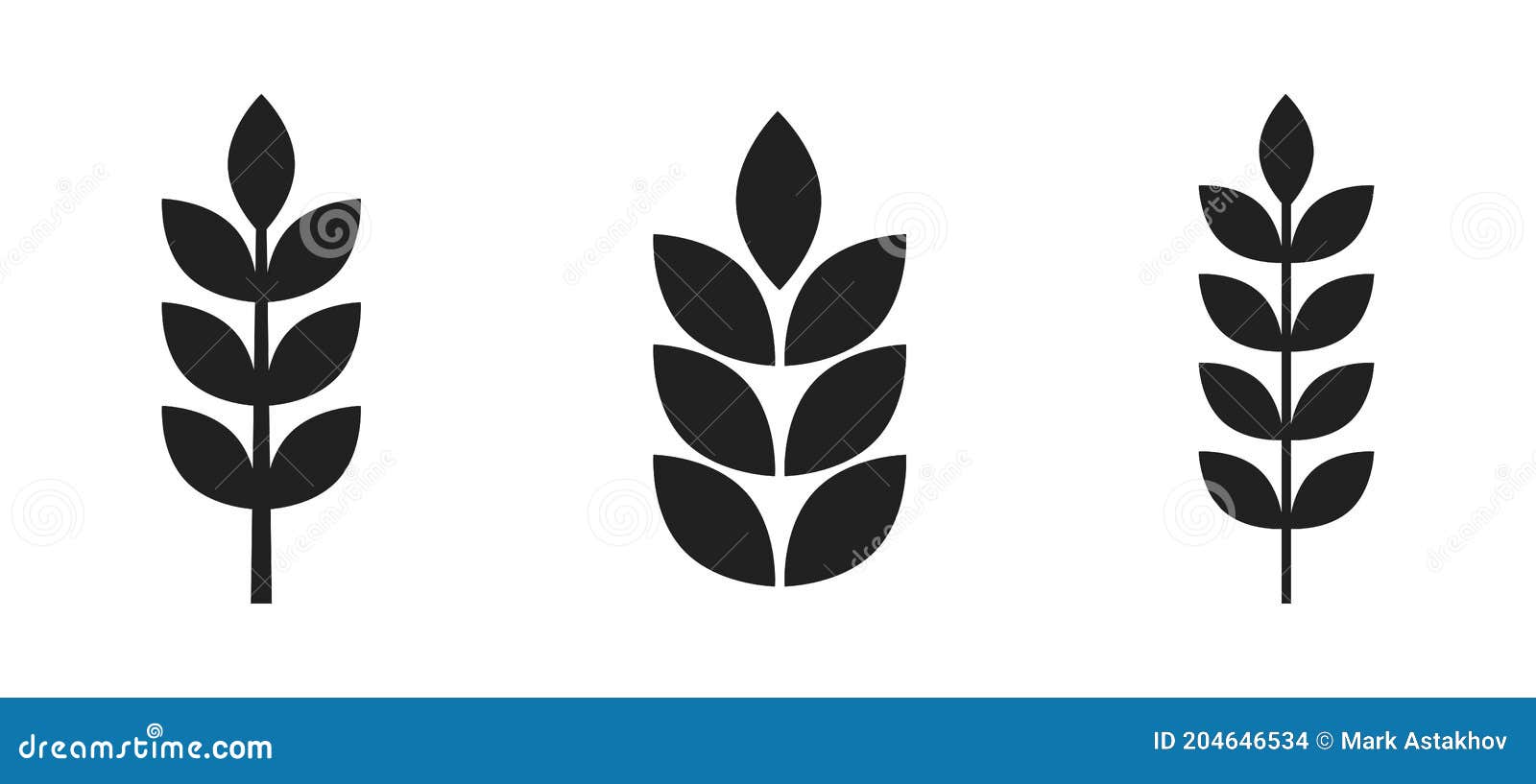 Grain Wheat Icon Set. Vector Agriculture Wheat Symbol Stock Vector ...