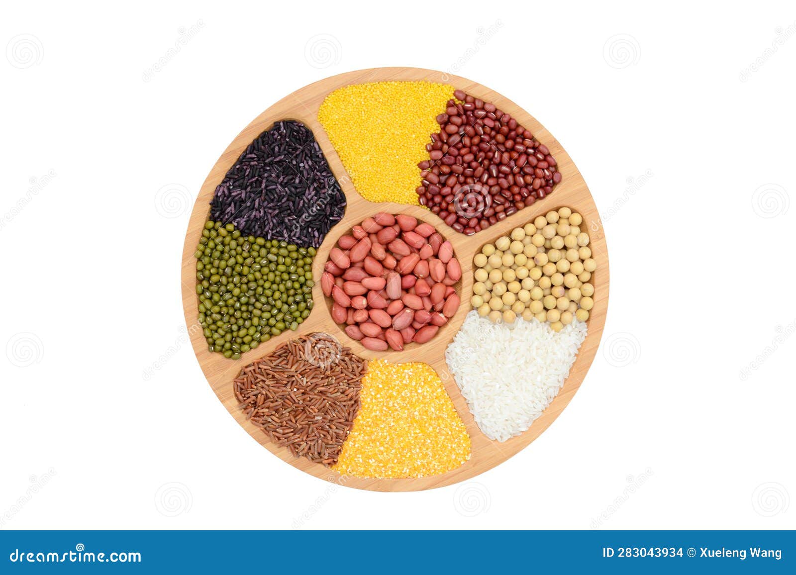 Grain with Wooden Plate on the White Background Stock Photo - Image of ...