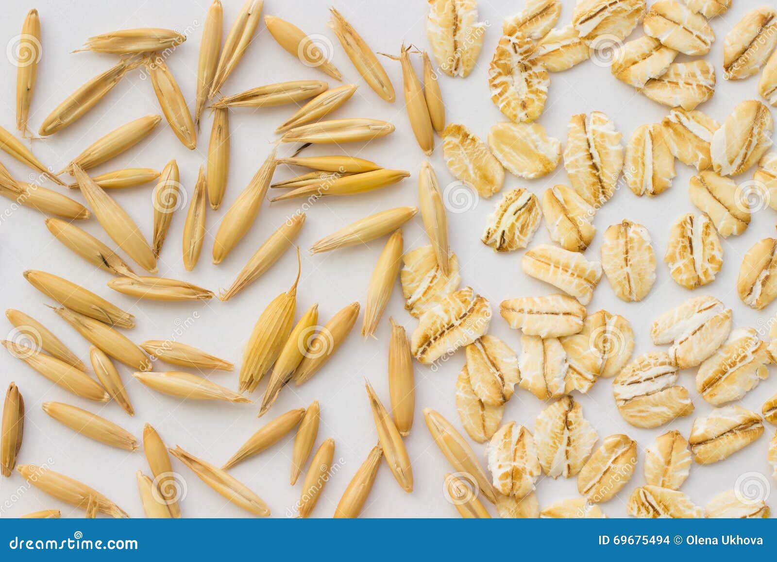 Grains of Oats and Oatmeal on a White Stock Photo - Image of grains ...