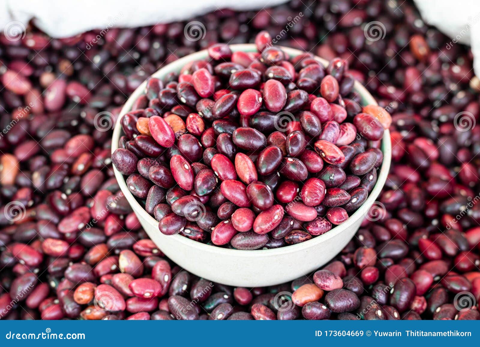 Details of a Grains Red Bean in a Bowl on a Pile of Red Beans. Stock ...