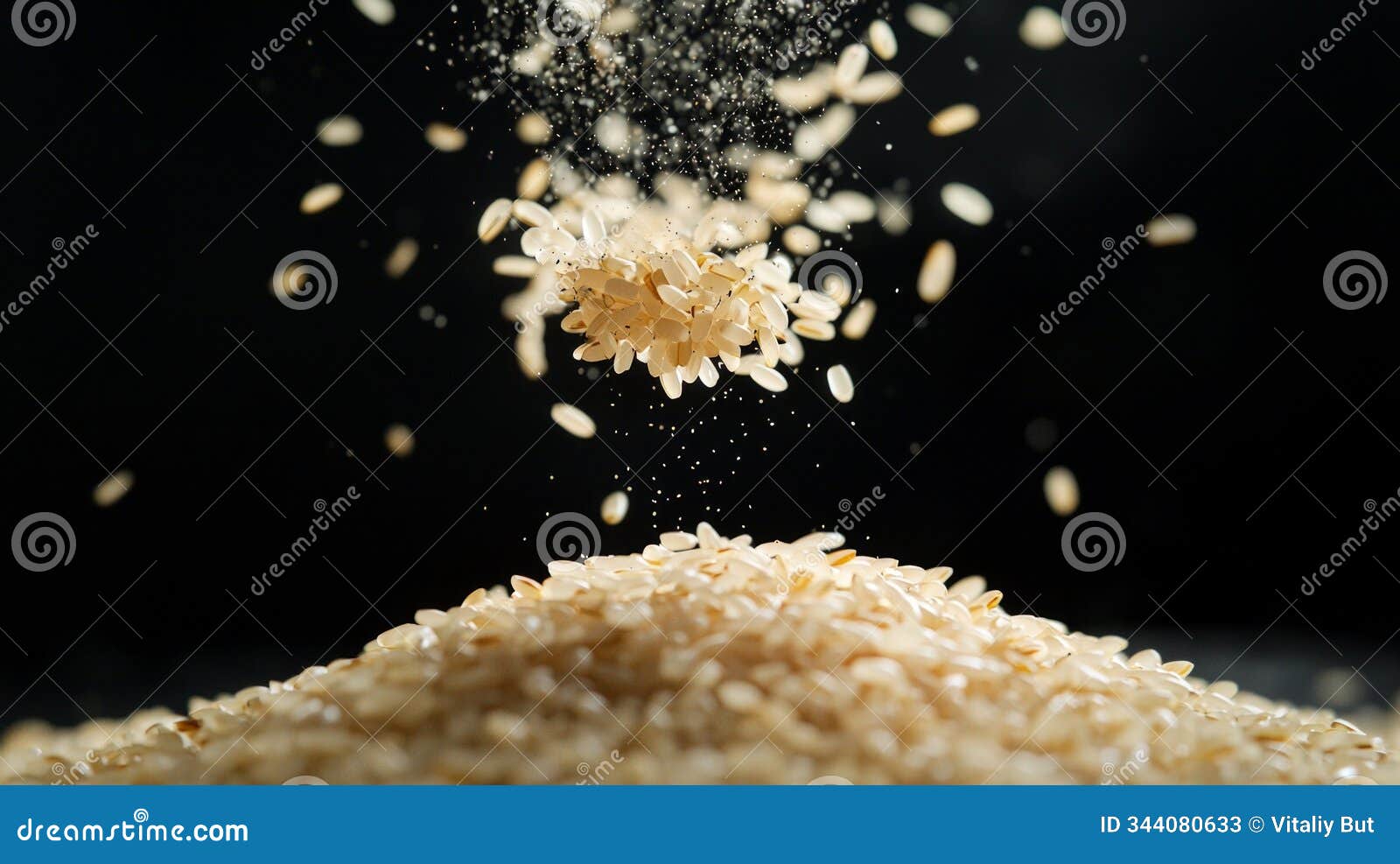 Grains Rice Float Individually Mid Air Creating Striking Visual Effect ...