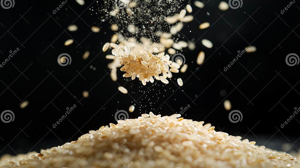Grains Rice Float Individually Mid Air Creating Striking Visual Effect ...