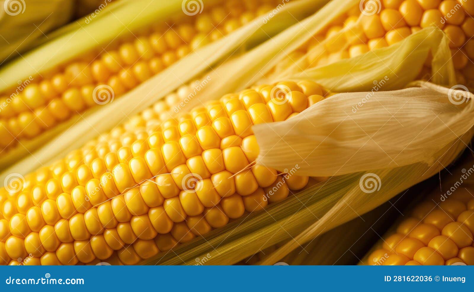 Grains of Ripe Corn. Close Up View of Fresh Corn Cobs. Generative AI ...