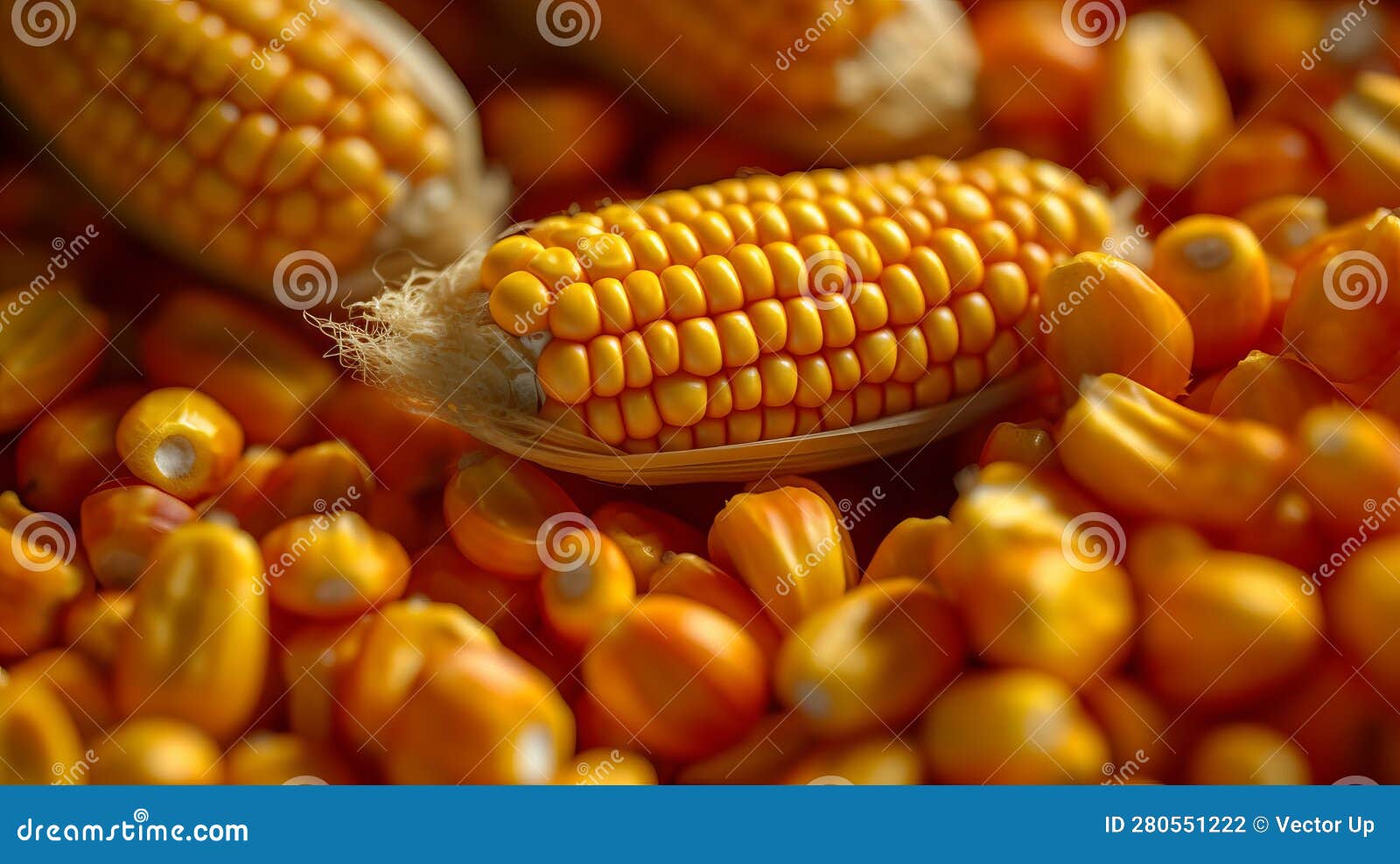 Grains of Ripe Corn Macro Photography. Generative AI. Stock ...
