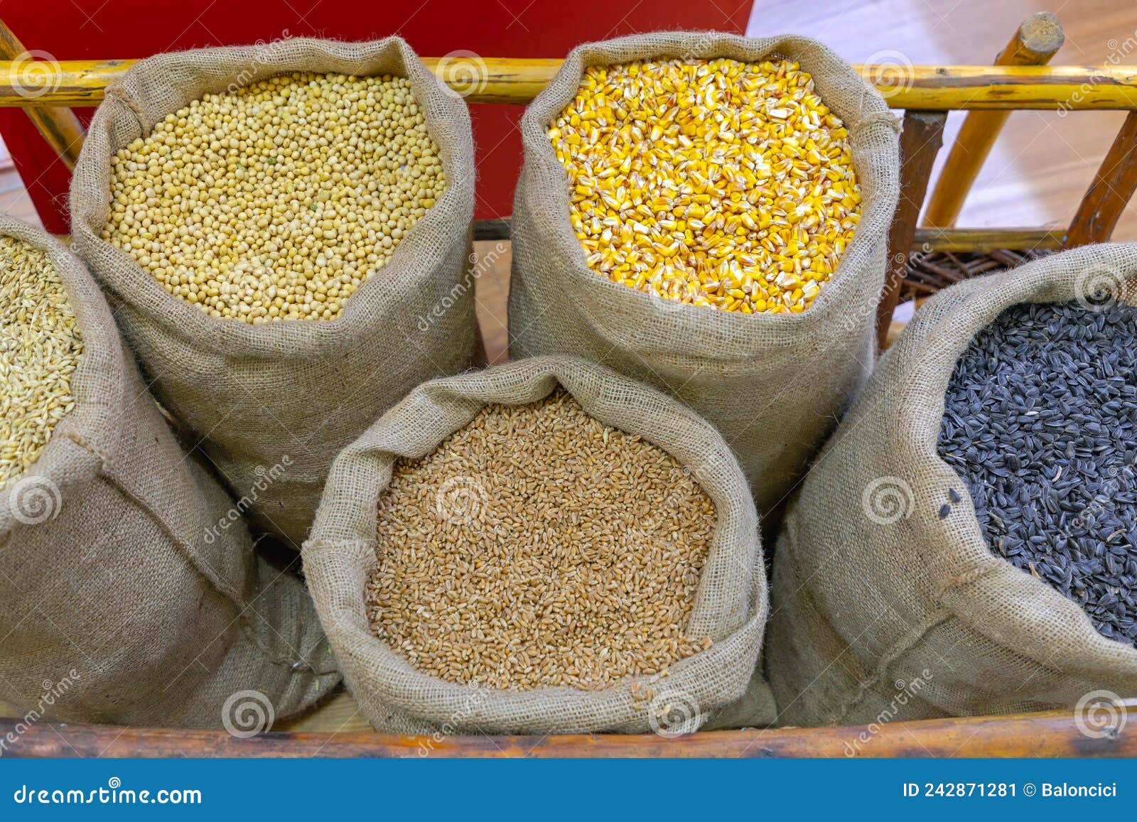 Grains in Sacks stock image. Image of food, soya, farmers - 242871281