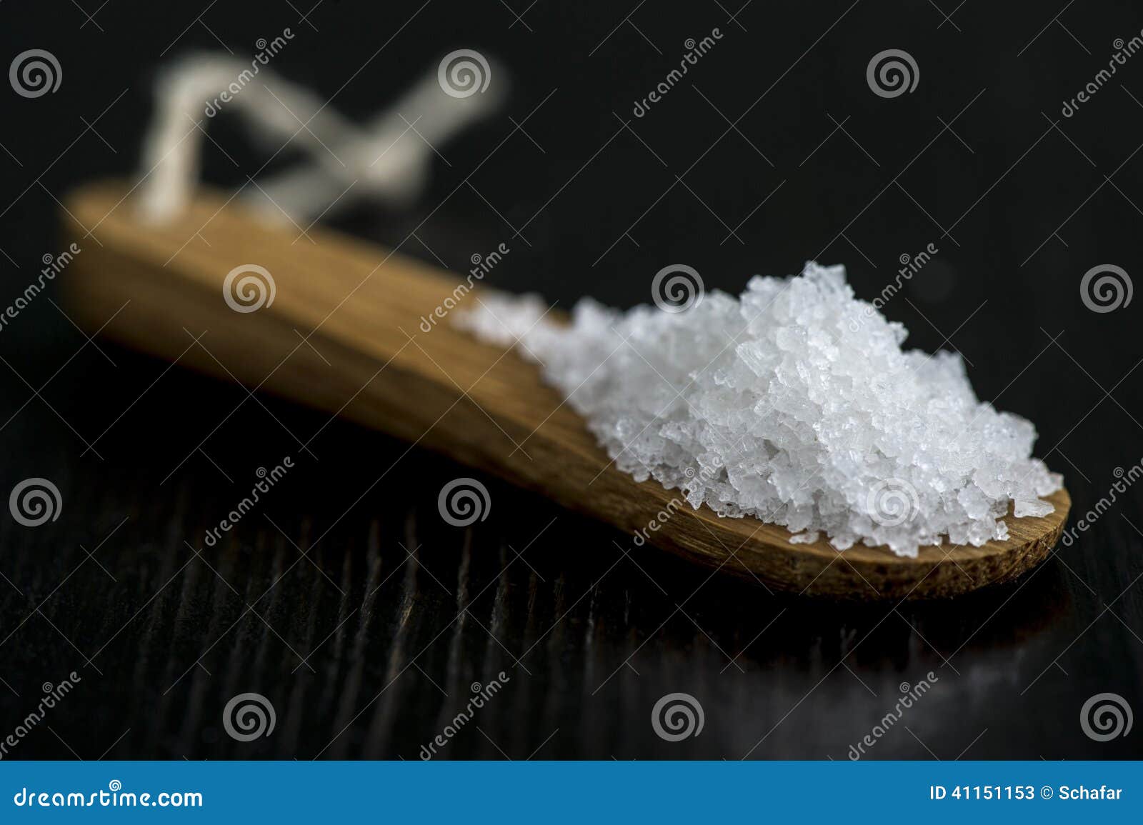 Grains of Salt on a Wooden Spoon Stock Image - Image of salt, preparing ...