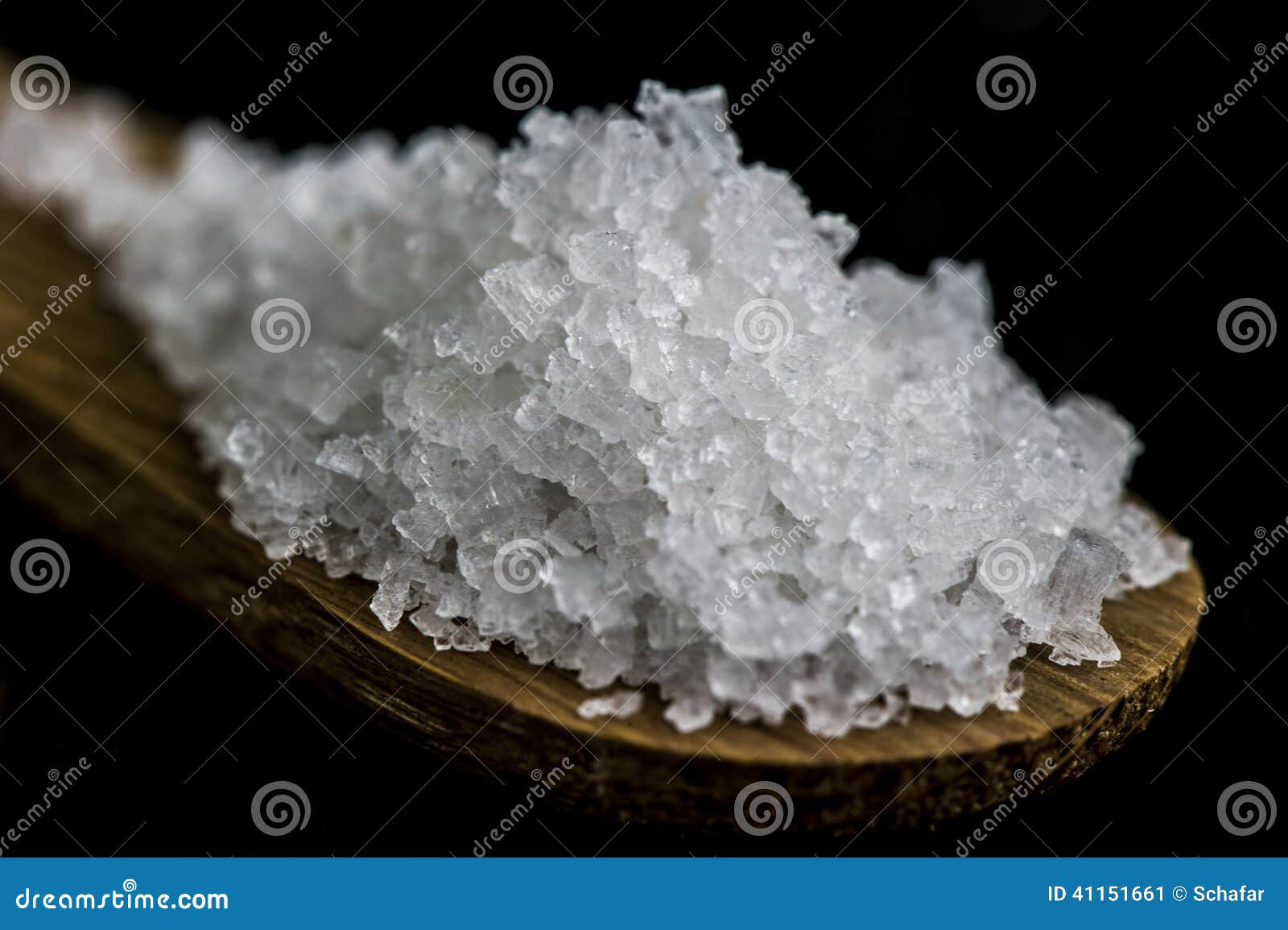 Grains of Salt on a Wooden Spoon Stock Image - Image of isolated ...