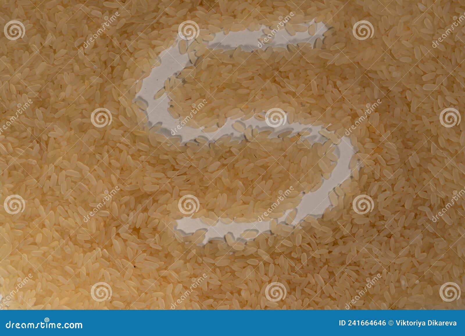 The Grains of Steamed Rice are Scattered on the Surface and the Letter ...