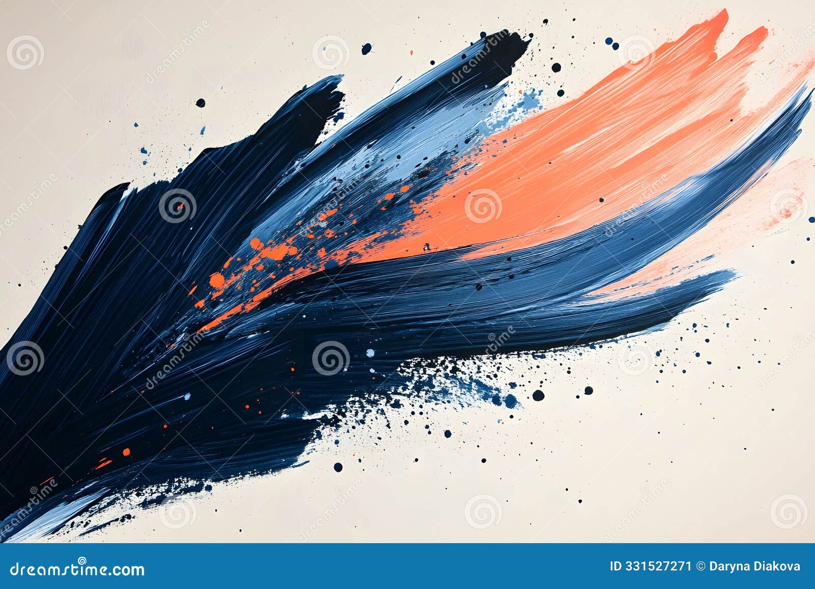 Grainy Brush Strokes with Hand-painted Splatter Texture on a White ...