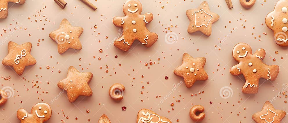 A Gingerbread and Stars Pattern Gradient Background Stock Illustration ...