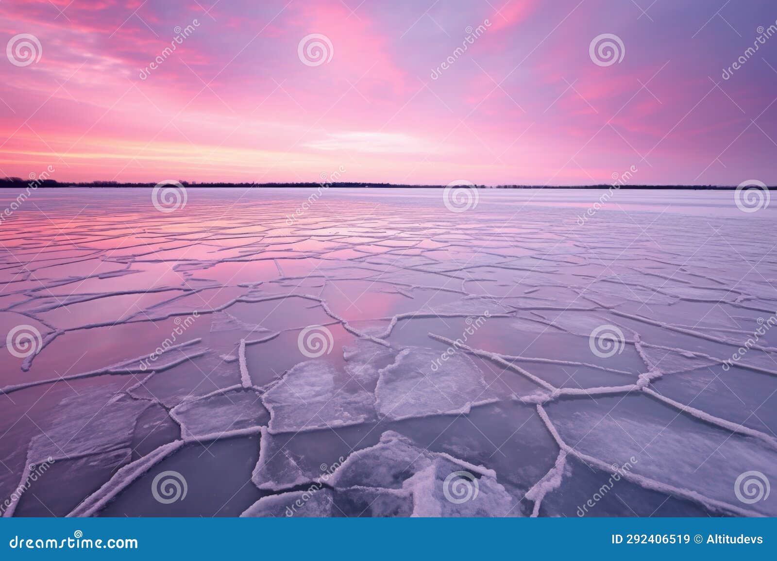 Grainy Ice Surface Under a Pastel Sunrise Sky Stock Illustration ...